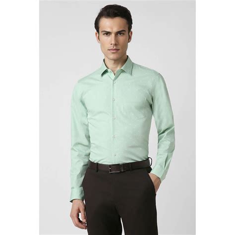 Buy Peter England Men Green Slim Fit Formal Shirt Online