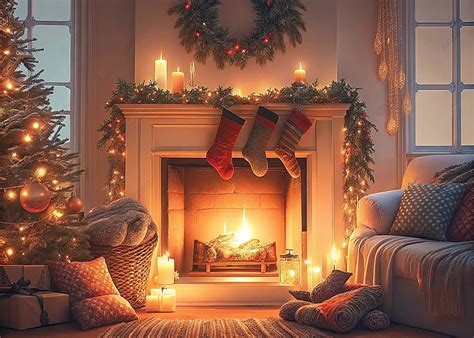 선물과 장식이 있는 우아한 겨울 벽난로 장면 크리스마스 벽난로 휴일 장식 아늑한 인테리어 배경 일러스트 및 사진 무료 다운로드 Pngtree