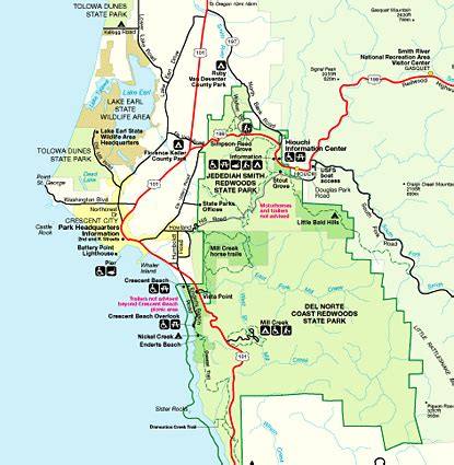 Redwood National Park Map California Redwoods Map