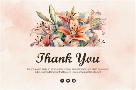 Premium Psd Thank You Card Template With Watercolor Floral