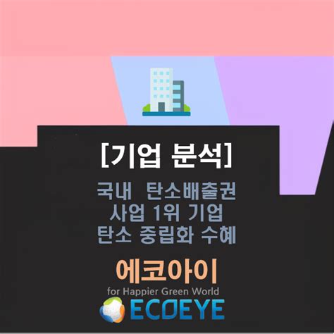 국내 탄소배출권 사업 1위 기업 에코아이 기업분석 1편 사업내용 진입장벽 핵심 경쟁력 점유율 네이버 블로그