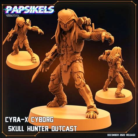 3d Printed Papsikels Cyberpunk Sci Fi Cyra X Cyborg Skull Hunter