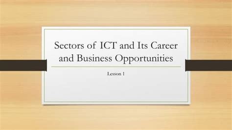 Tle 7 Sectors And Career Business Opportunities In Ict Pptx Computing Technology And Computing