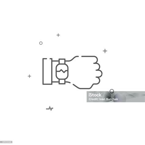 피트니스 팔찌 간단한 벡터 라인 아이콘입니다 기호 픽토그램 흰색 배경에 고립 된 기호 편집 가능한 획 건강관리와 의술에 대한 스톡 벡터 아트 및 기타 이미지 Istock