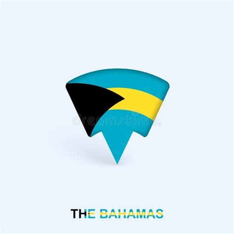 the bahamas flag map pointer design with shadow stock vector