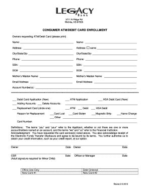 Fillable Online ATM Debit Card Application Doc Fax Email Print PdfFiller
