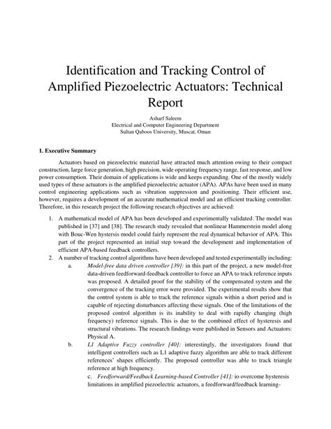 Pdf Identification And Tracking Control Of Amplified Piezoelectric Actuators Technical Report