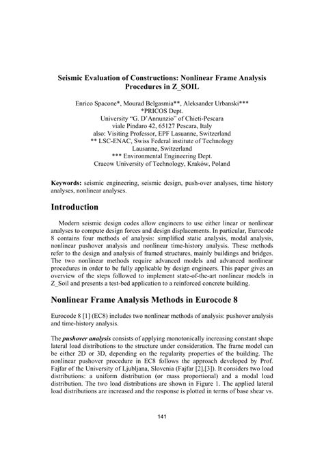PDF Seismic Evaluation Of Constructions Nonlinear Frame Analysis