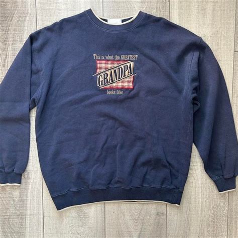 Shirts Mc Sports Vintage 9s Y2k Grandpa Sweatshirt Xl Navy Plaid