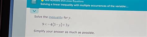 Solved Linear Equationssolving A Linear Inequality With