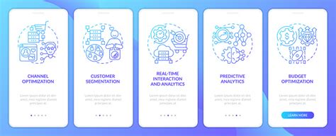Data Science In Marketing Blue Gradient Onboarding Mobile App Screen Stock Illustration