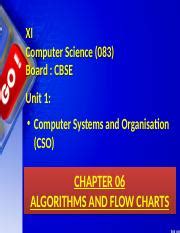 Chapter Algorithms And Flow Charts Pptx XI Computer Science Board CBSE Unit