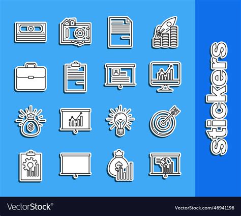 Set Line Board With Graph Chart Target Computer Vector Image