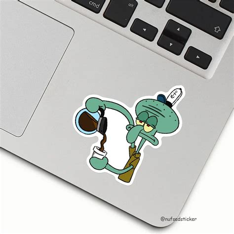 Squidward Spongebob Taking Coffee Sticker Nufsed Sticker