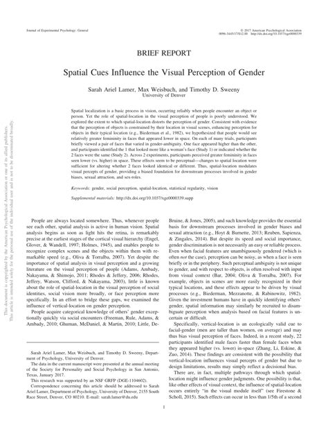 pdf spatial cues influence the visual perception of gender