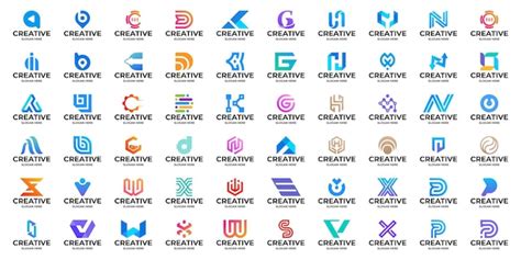 추상 문자 A부터 Z 모노그램 로고 디자인 서식 파일의 컬렉션 프리미엄 벡터