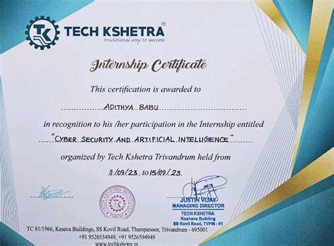 Adithya Babu On Linkedin Cybersecurity Ai Internship Techkshetra Learningjourney