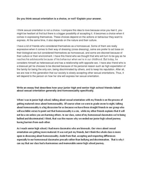 Do You Think Sexual Orientation Is A Choice Pdf Homosexuality Sexual Orientation