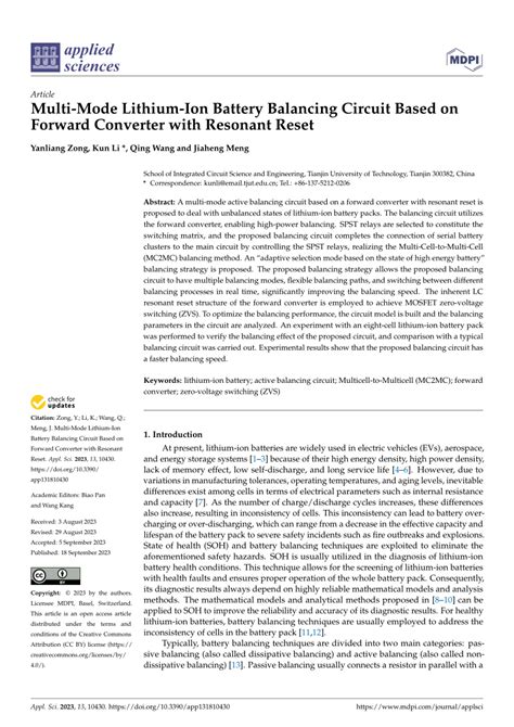 Pdf Multi Mode Lithium Ion Battery Balancing Circuit Based On Forward Converter With Resonant