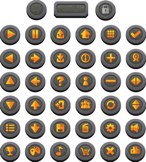Orange Medieval Rpg Fantasy Game Button 54313691 Vector Art At Vecteezy
