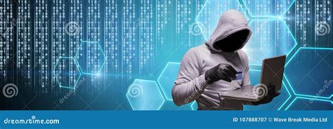 Anonymous Hacker With Computer Code Binary Interface Stock Image Image Of Burglary Digital