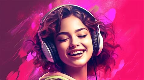 Premium Ai Image Headphones Girl