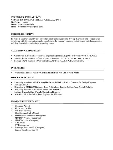 Virender Kumar Cv Pdf Engineering