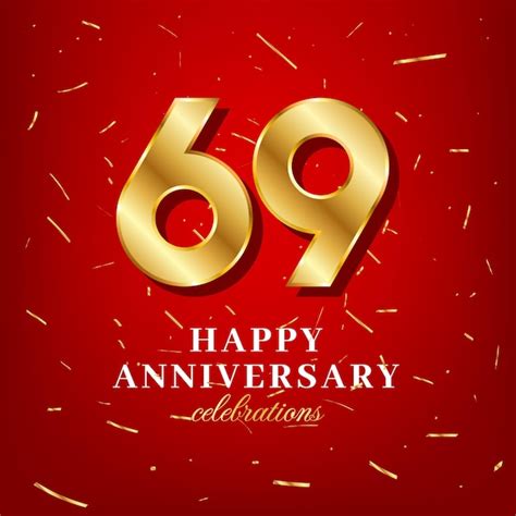 Premium Vector 69th Anniversary Vector Template With A Golden Number