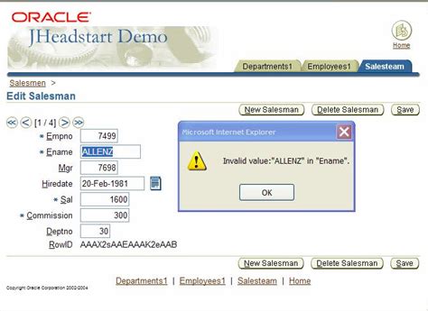 implementing data validation in adf uix application