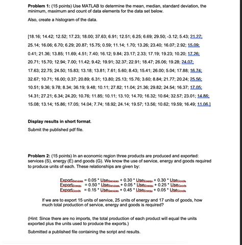 Solved Problem 1 15 Points Use Matlab To Determine The