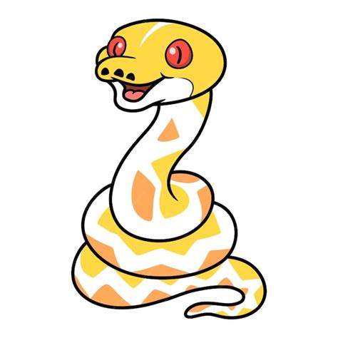 Premium Vector Cute Amelanistic Reticulated Python Cartoon