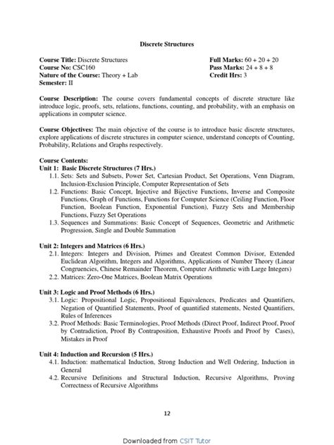 discrete structure syllabus pdf function mathematics discrete