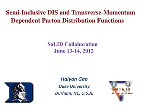 Ppt Semi Inclusive Dis And Transverse Momentum Dependent Parton