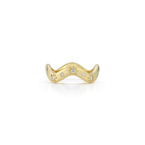 Diamond Wave Ring Curve Stacking Band Ring Minimalist Elegant Wavy Band