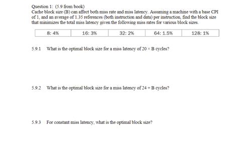 Question From Book Cache Block Size B Can Chegg
