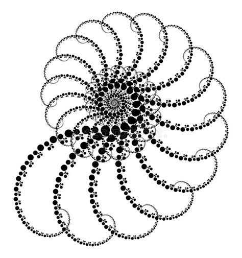 Vector Fractal Beaded Openwork Spiral Ammonite Snail Vortex Shape Generative Op Art Element