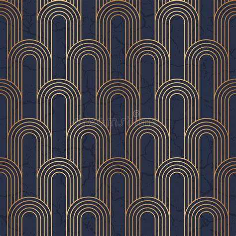 Arc Seamless Pattern Repeating Circle Arch Gold Art Deco Isolated On White Background