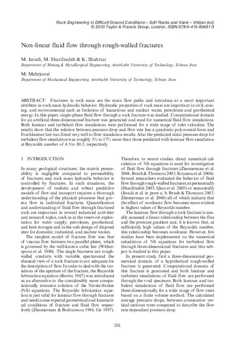 pdf non linear fluid flow through rough walled fractures