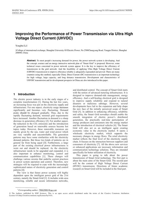 Pdf Improving The Performance Of Power Transmission Via Ultra High Voltage Direct Current Uhvdc