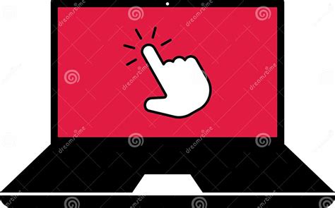 Laptop With Cursor On Screen Click In Laptop Vector Icon Computer