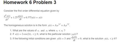 Solved Homework Problem Consider The First Order Chegg