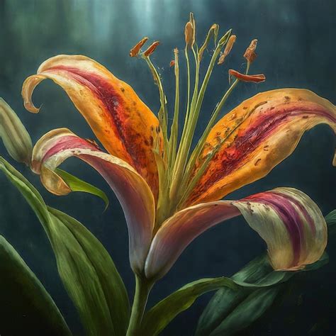 Une Peinture Dun Lis Avec Le Nom De Lis Dessus Vecteur Premium