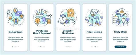 Tips For Avoiding Workplace Injuries Onboarding Mobile App Screen Stock