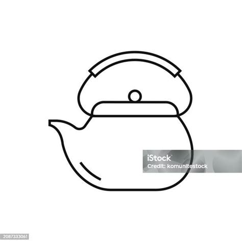 찻주전자 선 아이콘 벡터 일러스트 로고 모바일 앱 웹사이트 Ui Ux 기호 기호에 대한 아이콘 디자인 0명에 대한 스톡 벡터