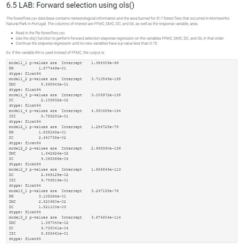 In Python65 ﻿lab Forward Selection Using Olsthe