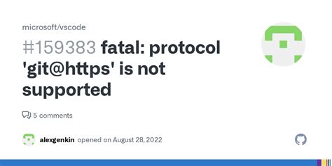 Fatal Protocol Git Https Is Not Supported Issue Microsoft Vscode GitHub