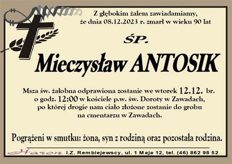 Śp Mieczysław Antosik Nekrolog