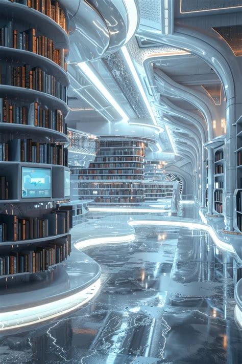 Cutting Edge Library With Digital Screens And Interactive Learning