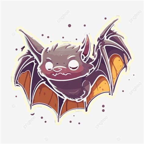 귀여운 박쥐 그림 그리기 클립 아트 벡터 고립 된 만화 박쥐 날개와 스티커 디자인 상표 Png 일러스트 및 벡터 에 대한