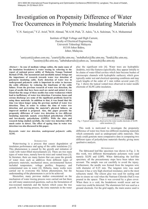 Pdf Investigation On Propensity Difference Of Water Tree Occurrences In Polymeric Insulating